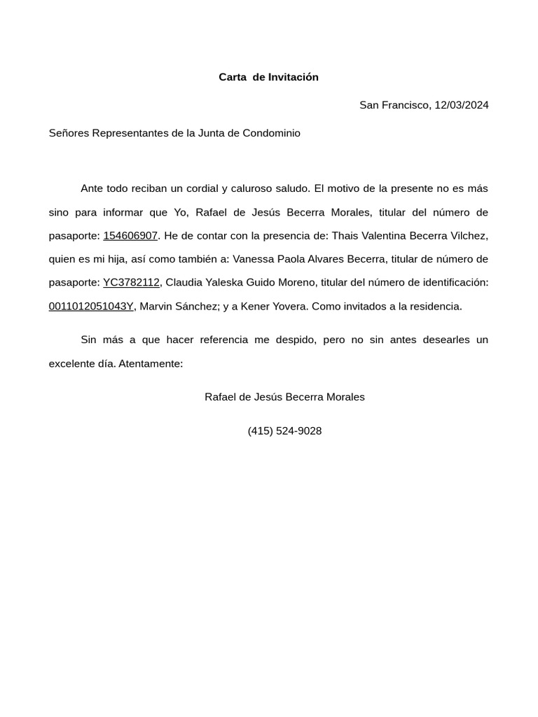 Carta de Invitación | PDF | Derecho