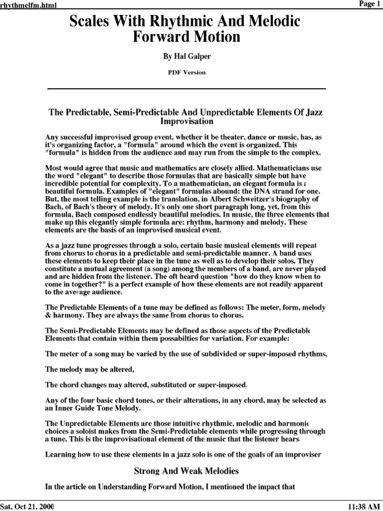 Hal Galper - Scales W Forward Motion | PDF