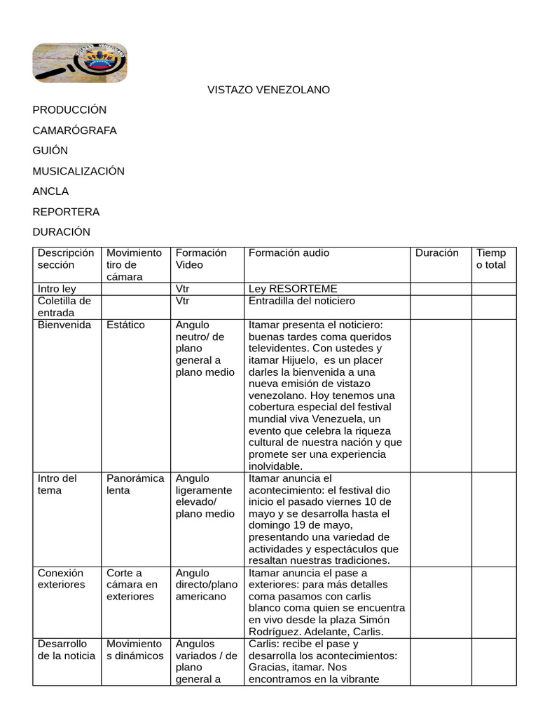 Guión Vistazo Venezolano | PDF | Venezuela
