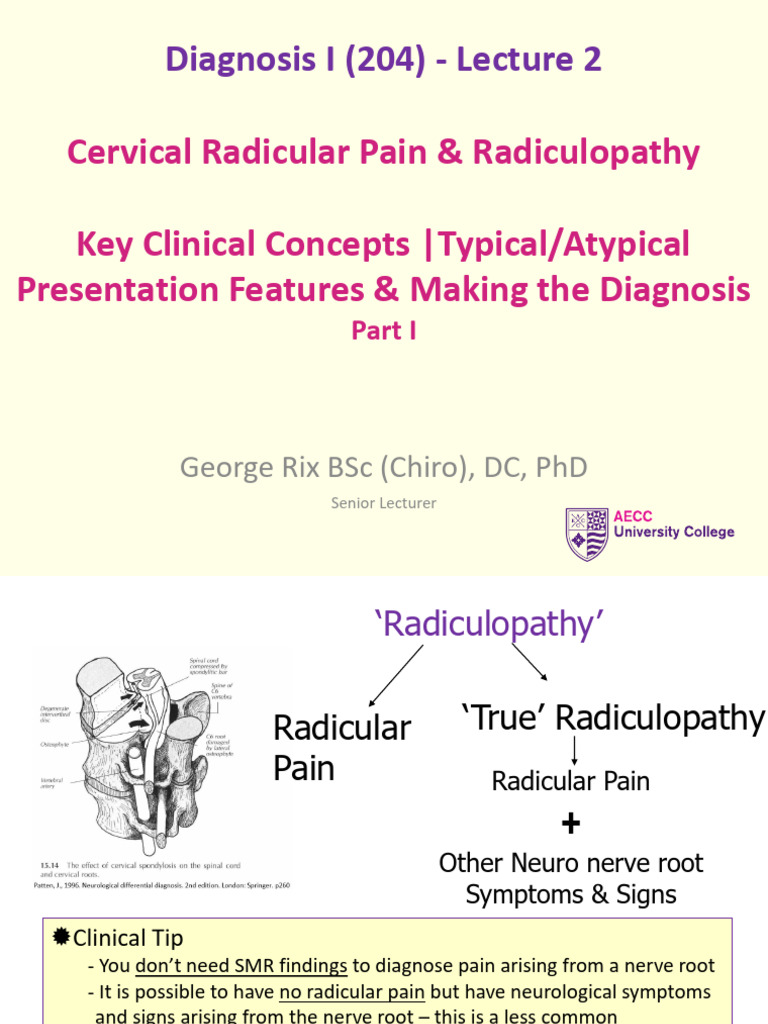 204 Lec 2 - Cerv Radic-Making The Diagnosis (PT 1) Updated | PDF ...