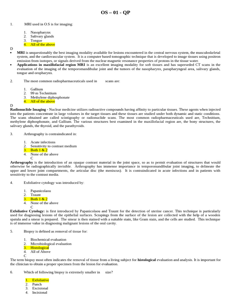 Ques | PDF | Cytopathology | Biopsy
