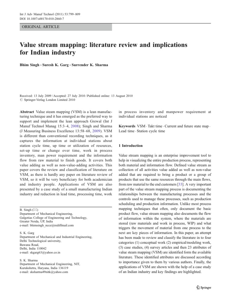 Value Stream Mapping Literature Review A | PDF | Lean Manufacturing ...