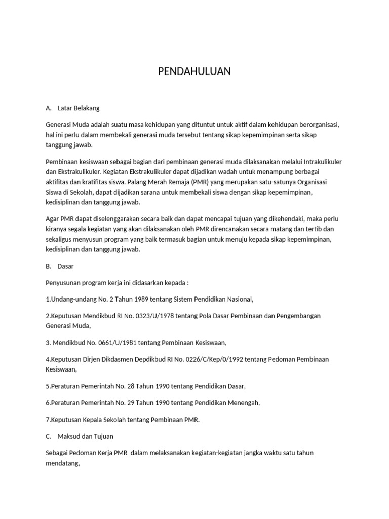 Program Kerja PMR WIRA SMA NEGERI 9 | PDF
