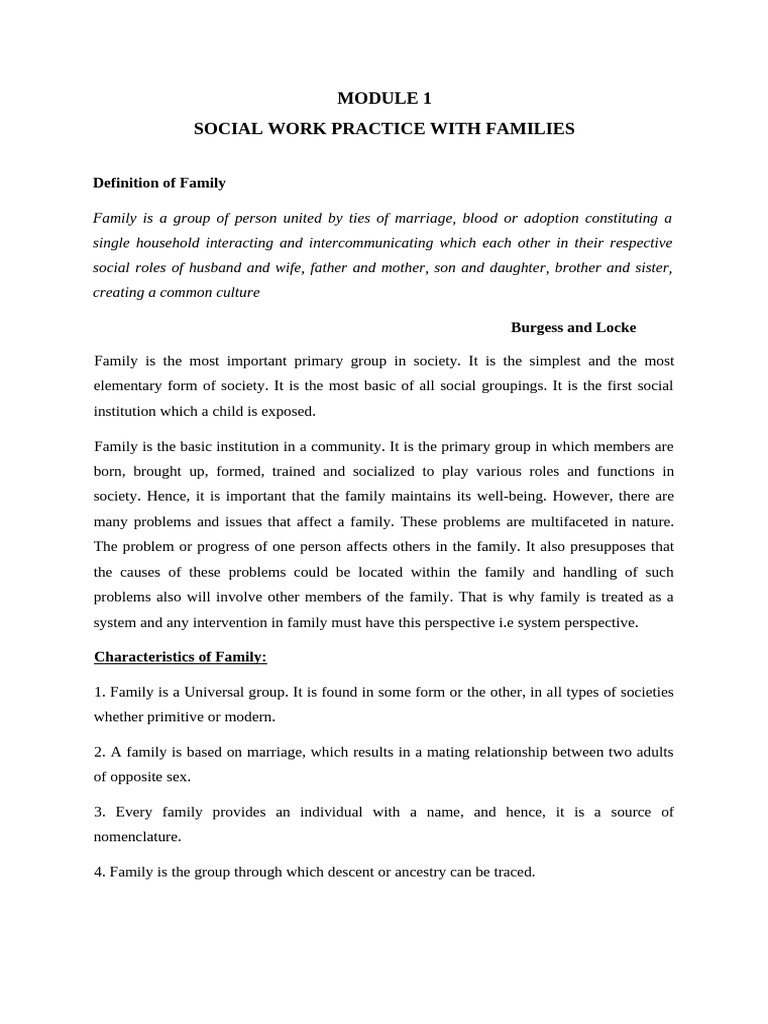 Social Work Practice With Family Module 1 | PDF | Family | Social Work