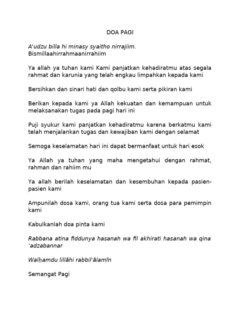 Doa Pagi | PDF | Pengembangan Diri