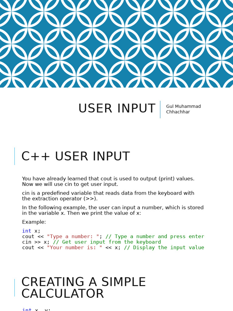 Lecture#6 User Input | PDF