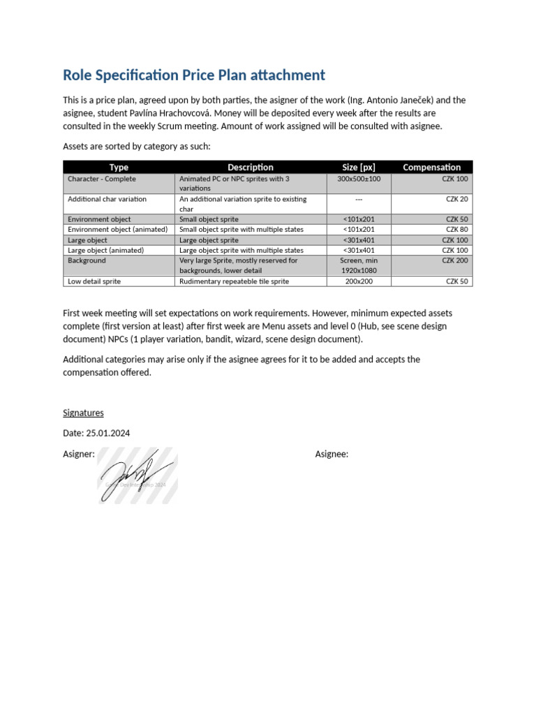 Role Specification Price Plan attachment | PDF