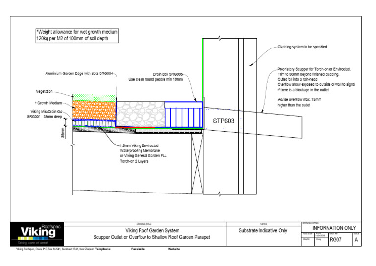 rg07 Viking Roof Garden Scupper Outlet or Overflow To Shallow Assembly ...