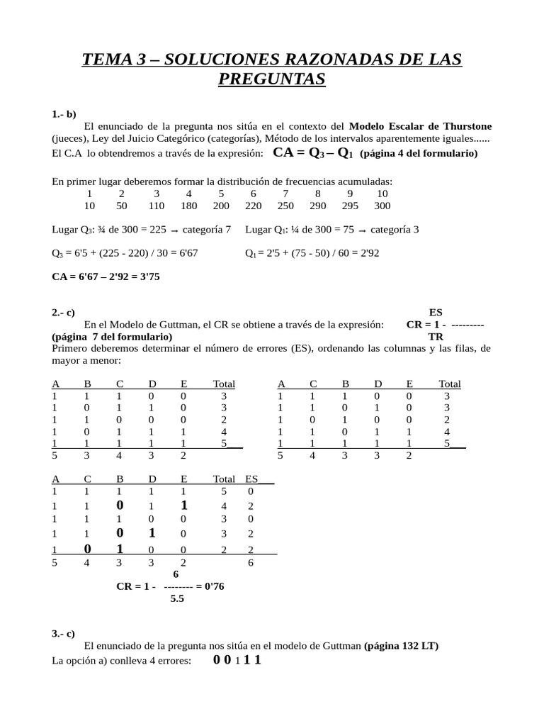 Soluciones Tema 3 | PDF | Escala Likert | Álgebra