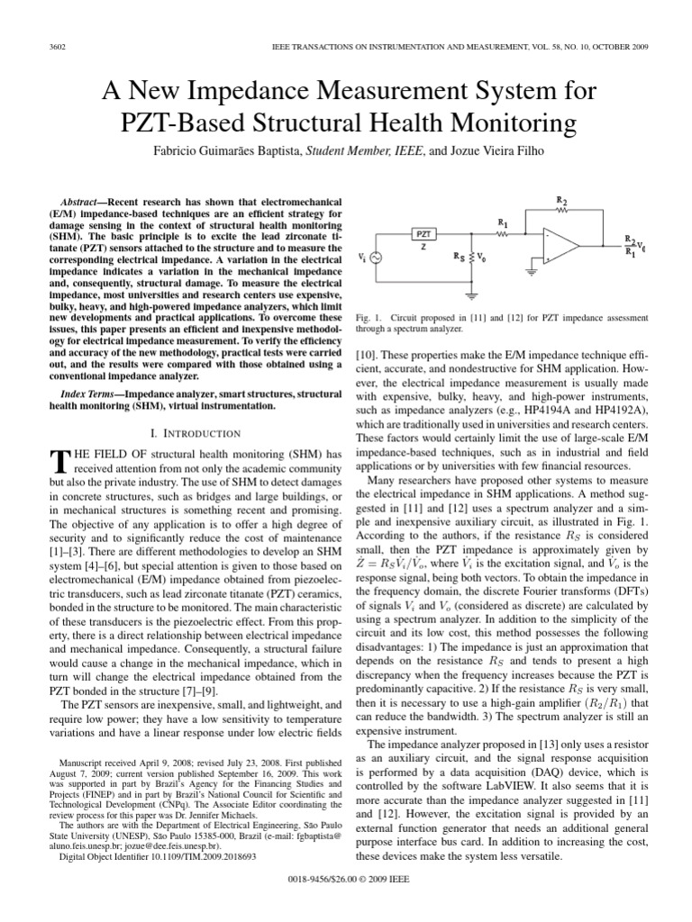 A New Impedance Measurement System For PZT-Based Structural Health ...