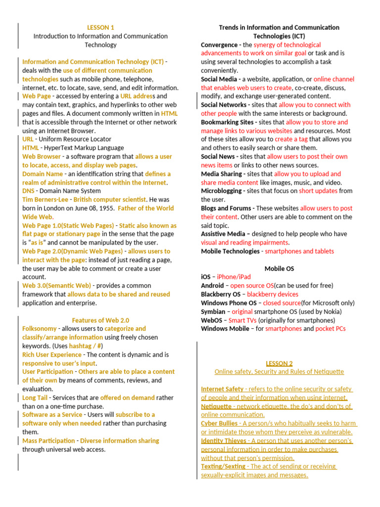 Emptech q1 Reviewer | PDF | Hyperlink | World Wide Web