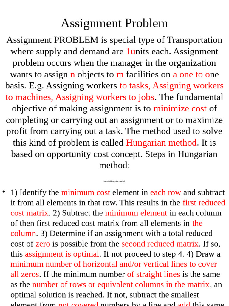 Assignmet Problem | PDF