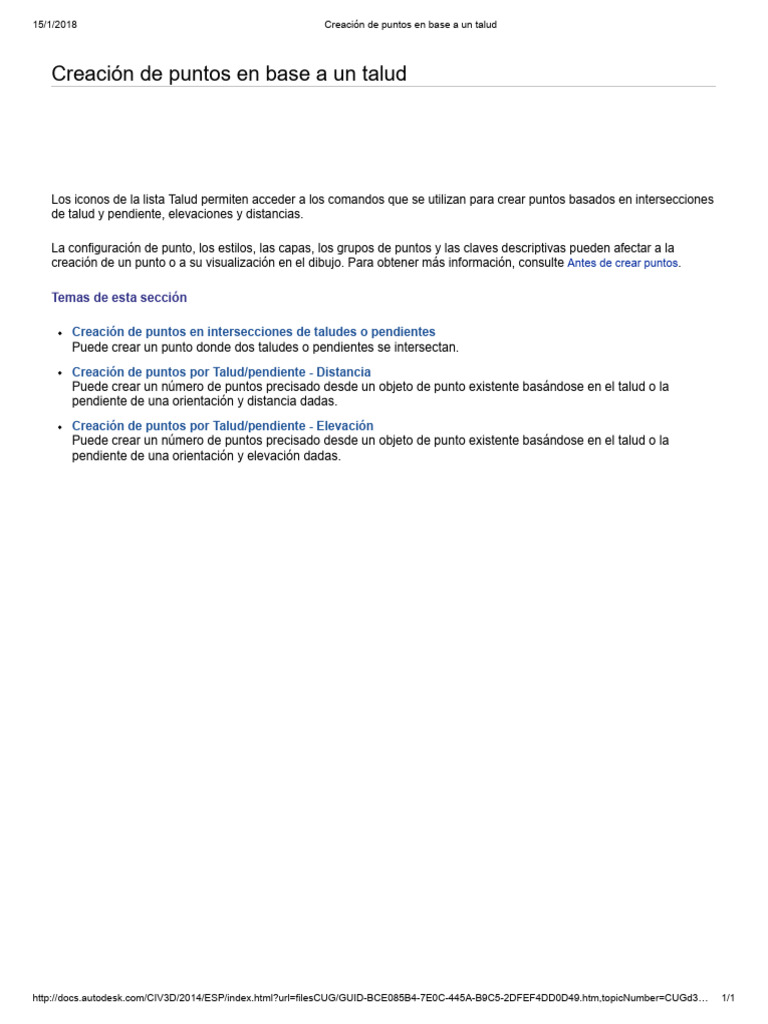 Manual Del Usuario de AutoCAD Civil 3D - Creaci N de Puntos en Base A Un Talud | PDF