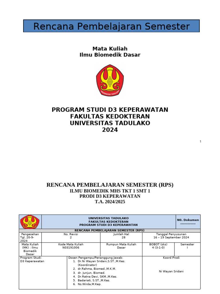 RPS Ilmu Biomedik Dasar Keperawatan | PDF