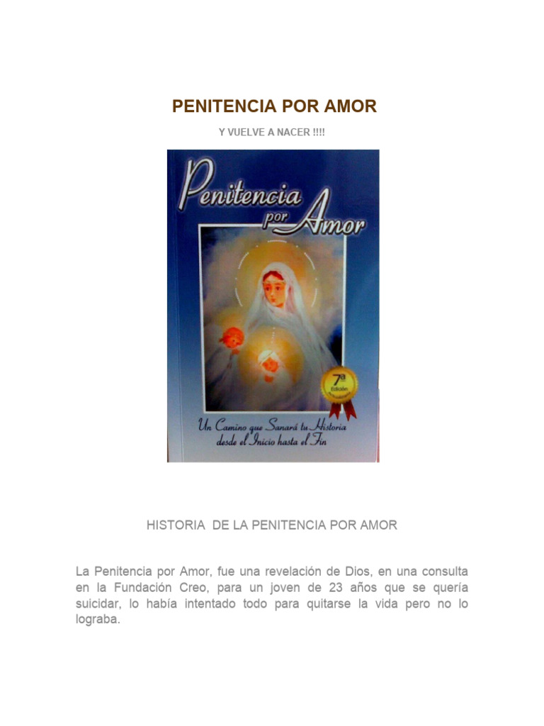 Penitencia Por Amor | PDF | eucaristía | Oración
