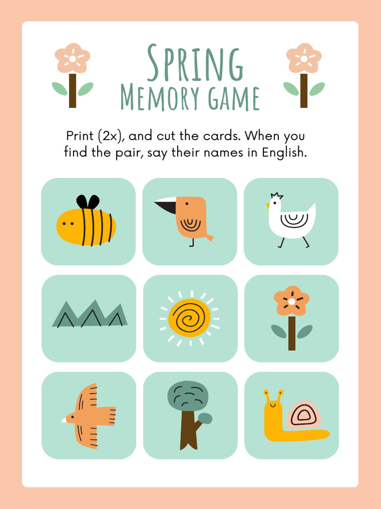 Orange Green Cute Spring Memory Game Worksheet_20240311_221704_0000 | PDF