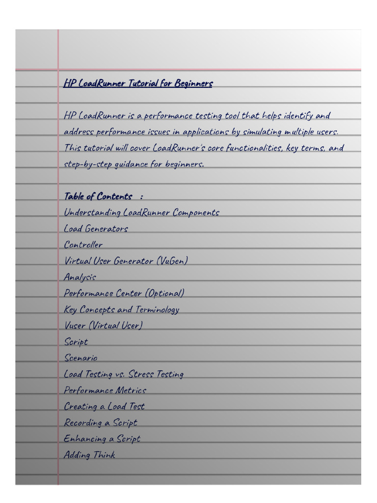 HP Loadrunner - Handwritten Notes | PDF