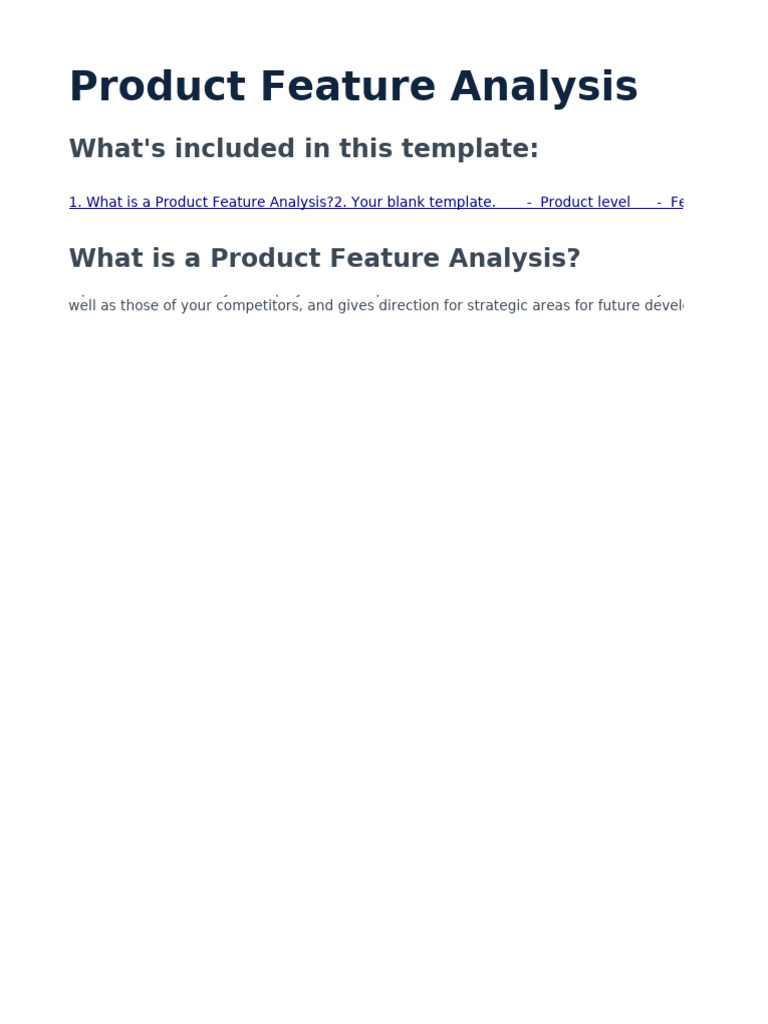 Pm Template Product Feature Analysis Pdf Computers Technology