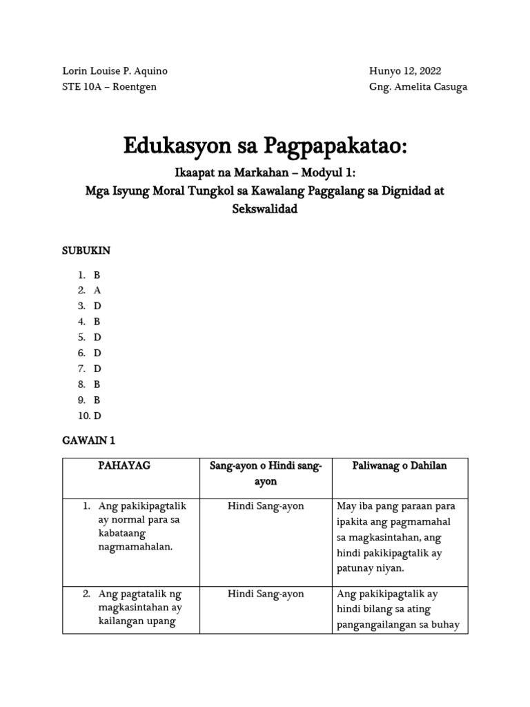 ESP10 Q4-M1 AquinoLorin | PDF