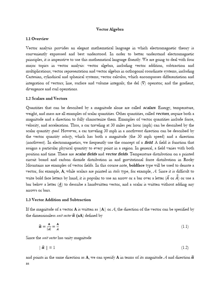 Vec. alg | PDF | Euclidean Vector | Coordinate System