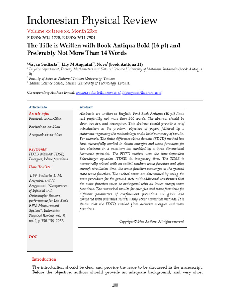 1. Template IPR | PDF | Wave Function | Schrödinger Equation