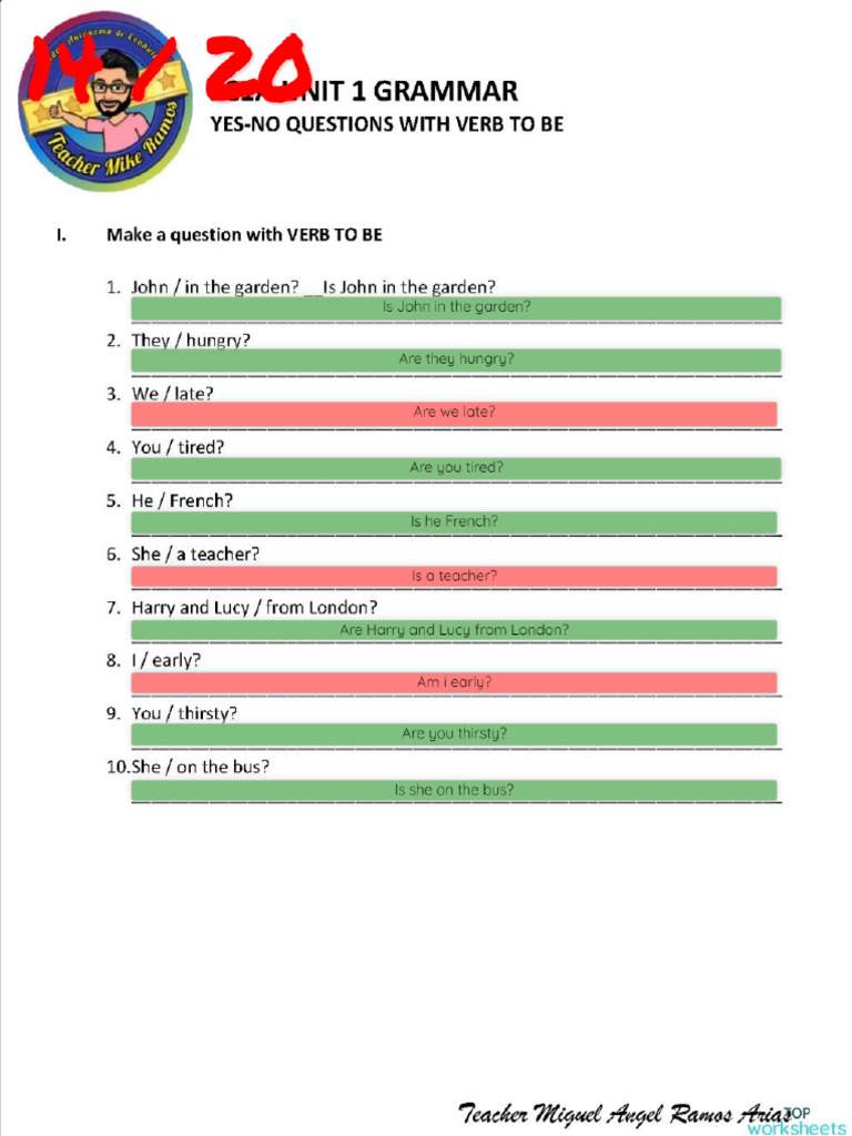 Yes-No Questions With Verb To Be | PDF