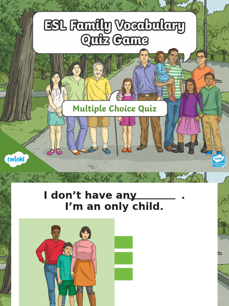 Family Vocabulary Quiz for ESL Kids | PDF