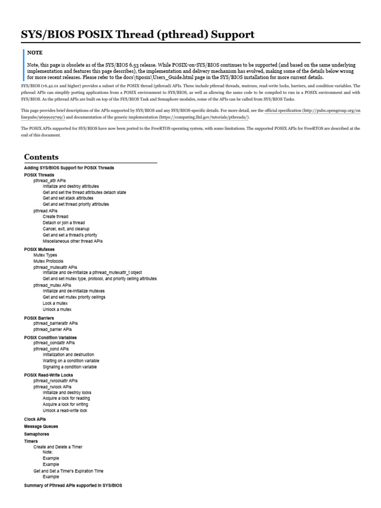 SYS - BIOS POSIX Thread (Pthread) Support - Texas Instruments Wiki | PDF | Computer Architecture ...