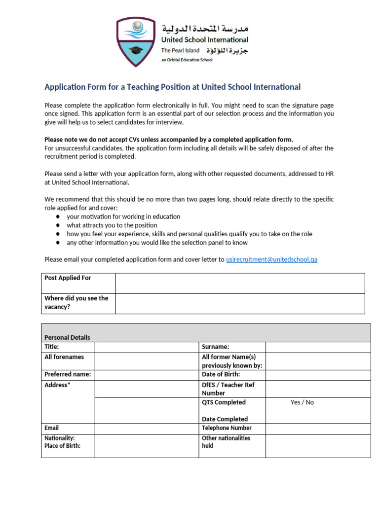 USI-Application-Form-for-Teachers-and-TAs-v2 | PDF | Justice | Crime ...