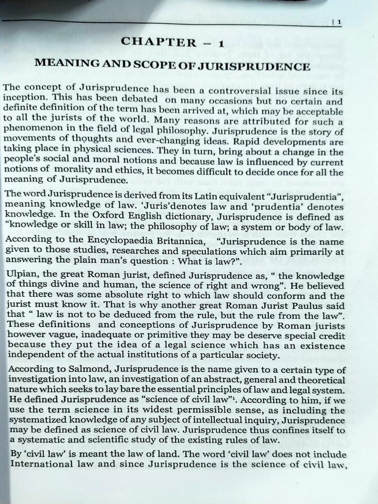 Meaning, Nature of Jurisprudence (1st Chapter) | PDF | Jurisprudence ...