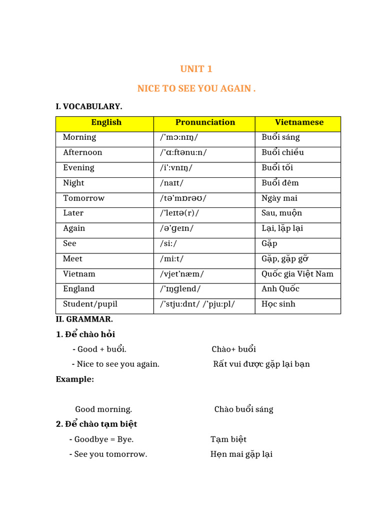 English Greetings Vocabulary | PDF | Vietnam | Southeast Asia
