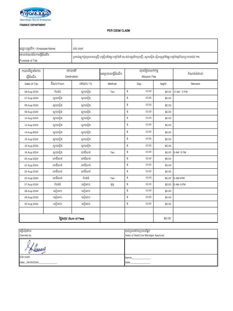 Per Diem Claim-New Update | PDF