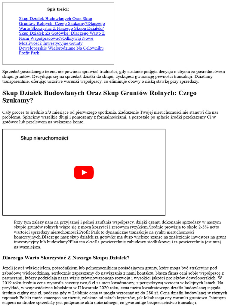 Skup Działek, Ziemi, Gruntów Rolnych 230410 | PDF