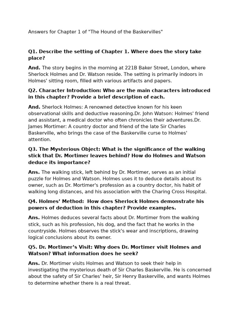 The Hound of The Baskervilles - Chapter 1 | PDF | Sherlock Holmes | Dr ...