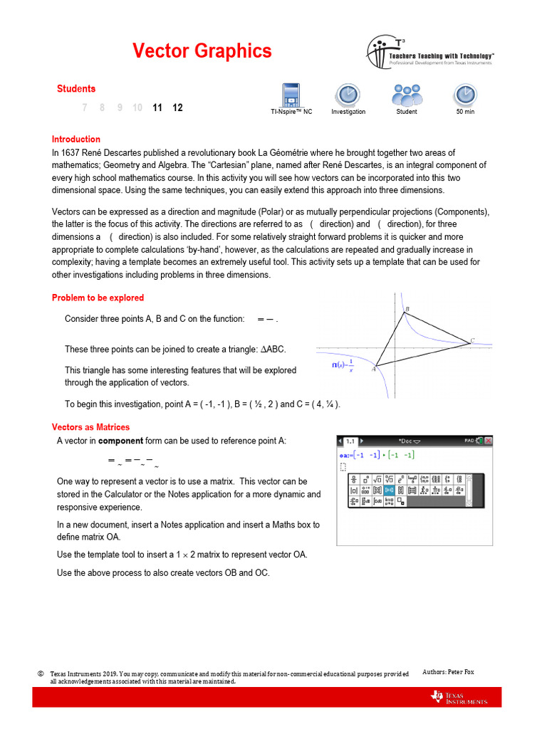 Vector Graphics Student NspireNC | PDF | Euclidean Vector | Matrix (Mathematics)