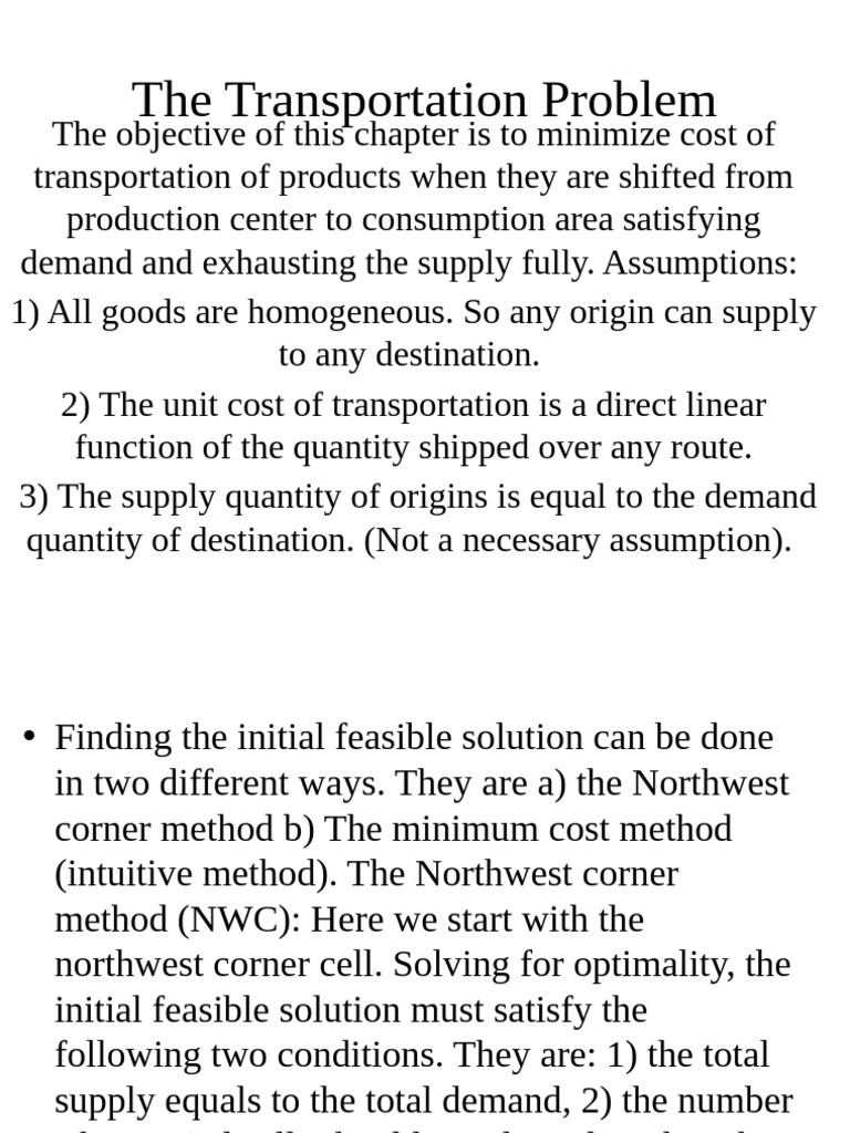 Transportation Problem | PDF | Linear Programming | Demand