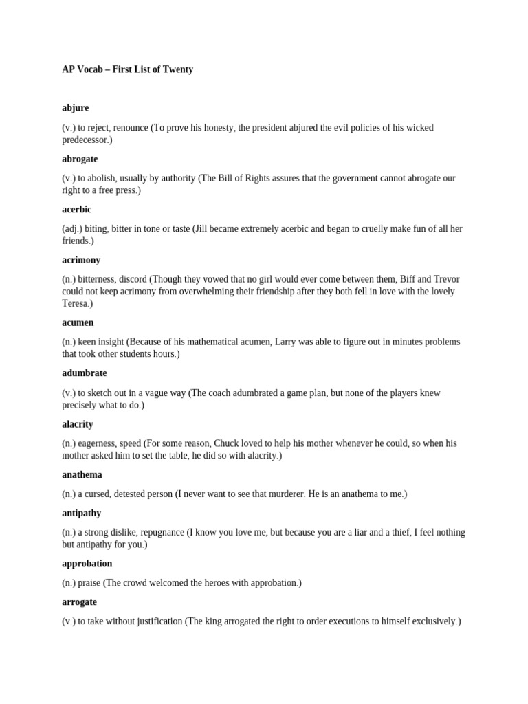 1st List of 20 | PDF