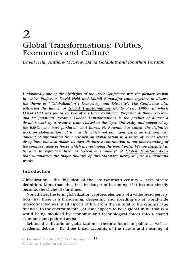 Global Transformations - Politics, Economics and Culture | PDF ...