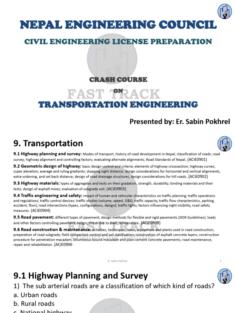 Civil Engineering Crash Course: Transportation | PDF | Road | Transport