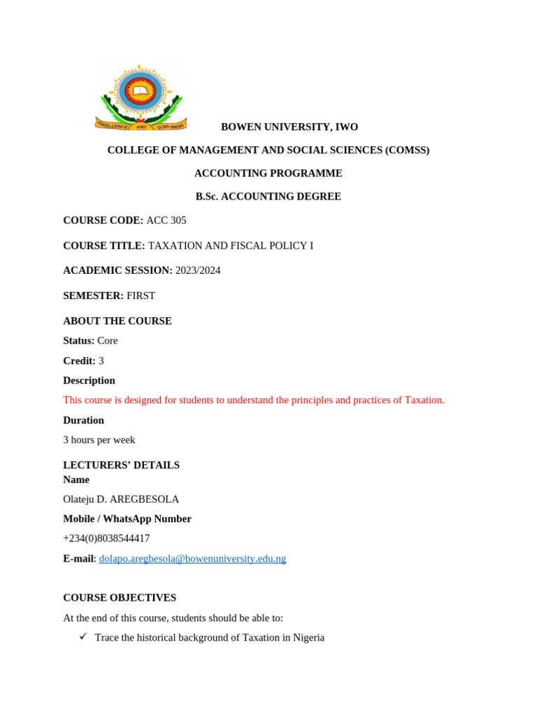 ACC 305 INTRODUCTION AND MODULE ONE | PDF | Cost Of Living | Taxes