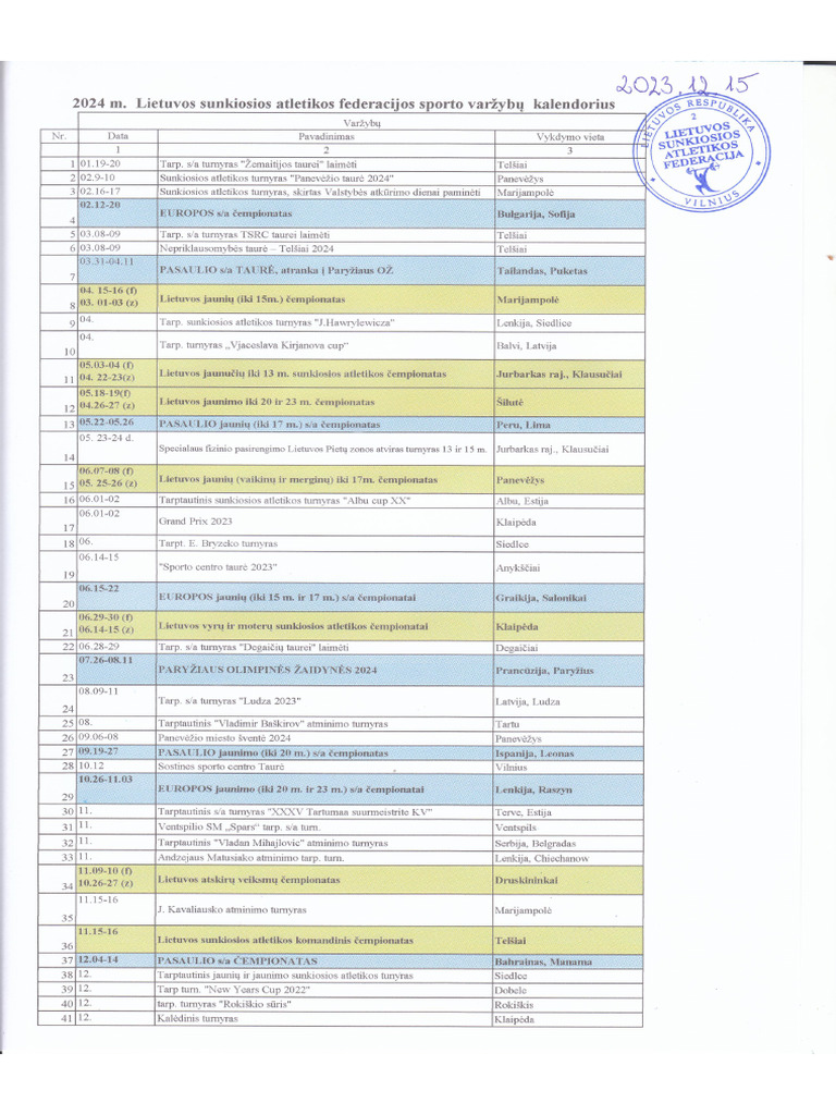 Lsaf 2024 Kalendorius | PDF