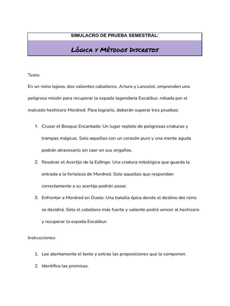 Simulacro de Prueba Semestral- Solución | PDF | Excalibur