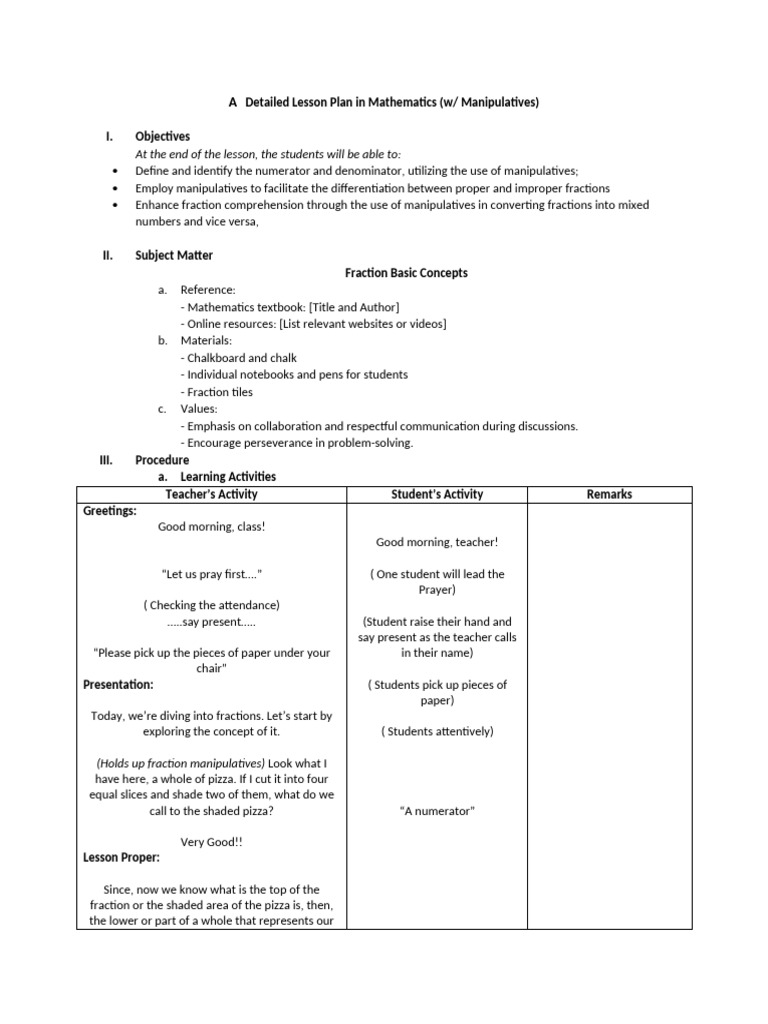 Detailed Lesson Plan RESEARCH | PDF | Arithmetic | Mathematics