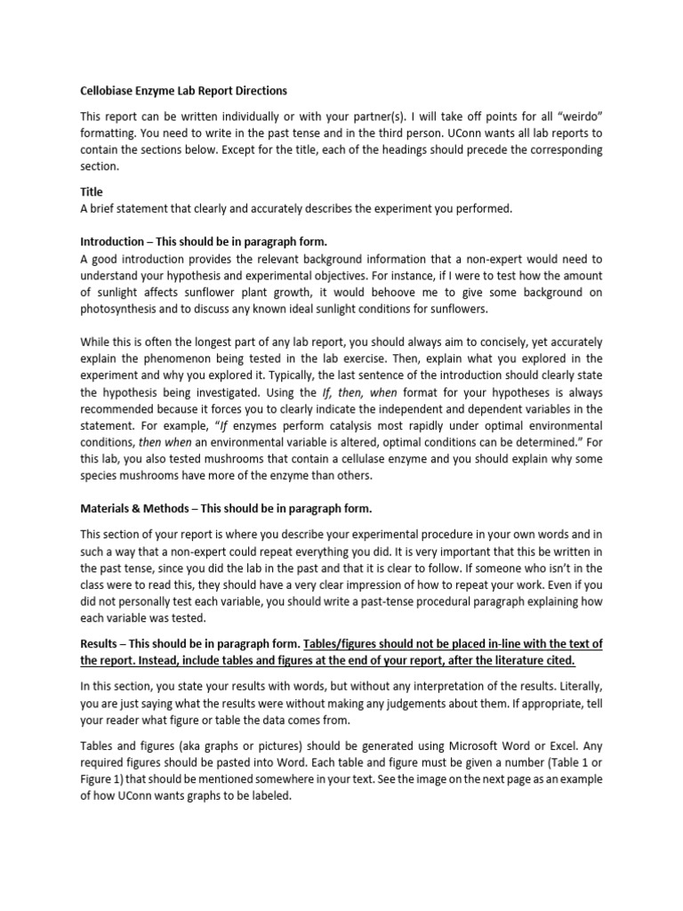 Cellobiase Enzyme Lab Report Guide | PDF | Experiment | Hypothesis