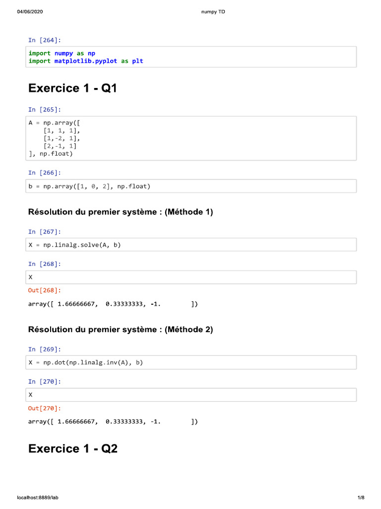 Correction TD Le Module Numpy | PDF