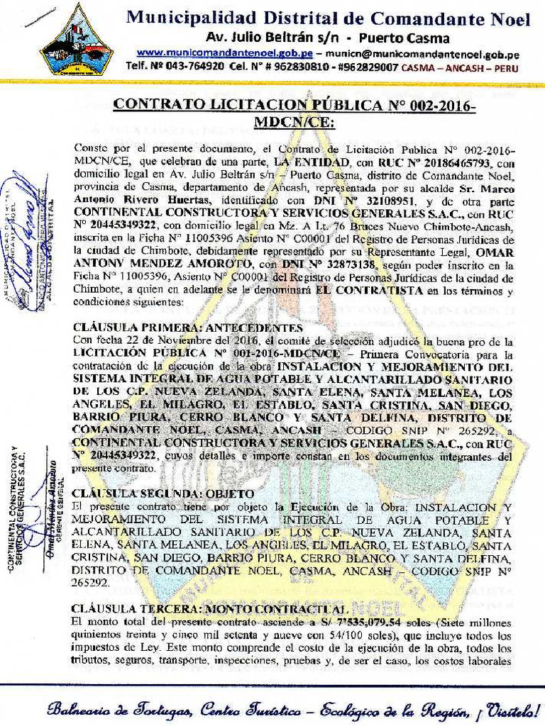 CONTRATO N°002-2016-MDCN | PDF
