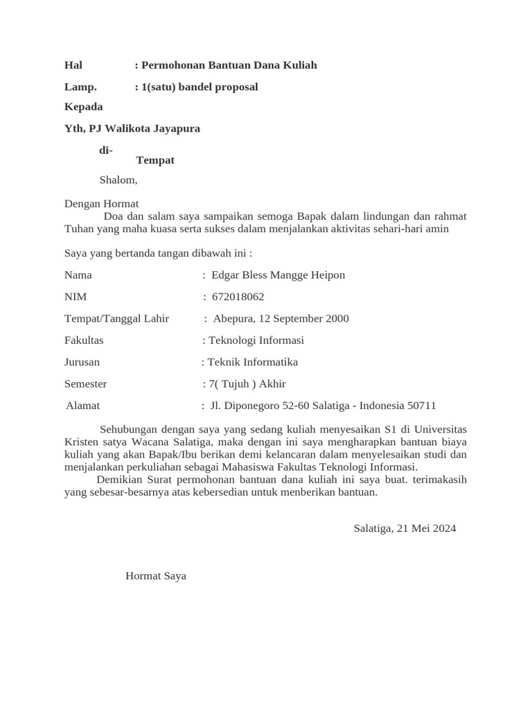 Proposal Bantuan Dana Walikota | PDF