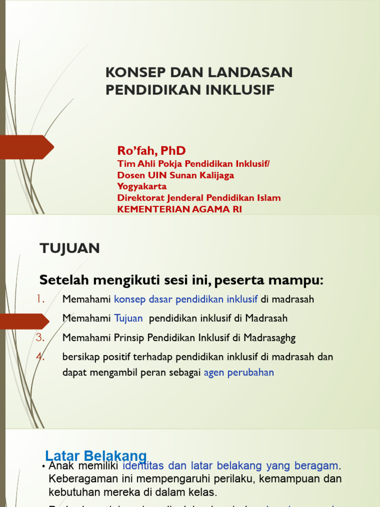 PPT - Konsep Dan Landasan Pendidikan Inklusif - Ro - Fah | PDF