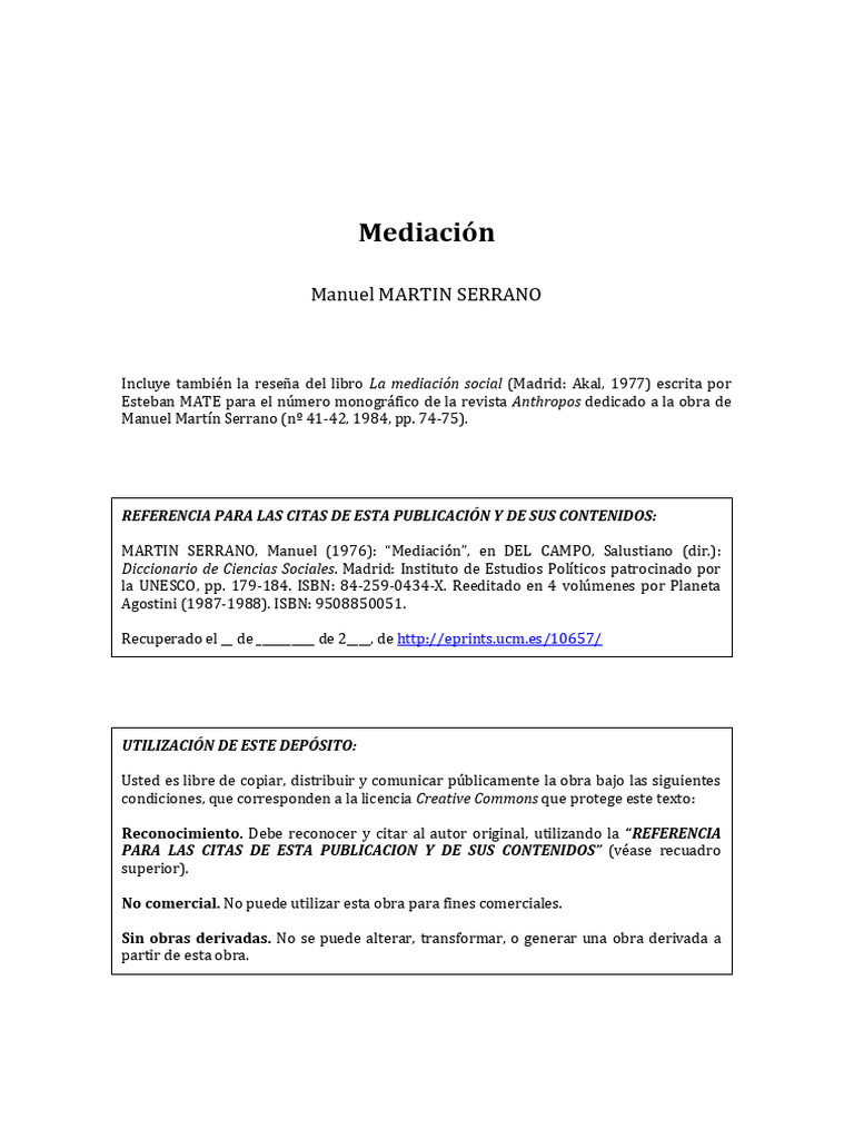 Martin_Serrano_(1976)_Mediacion | PDF | Ideologías | Realidad