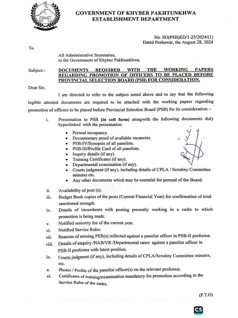 Check List for PSB | PDF